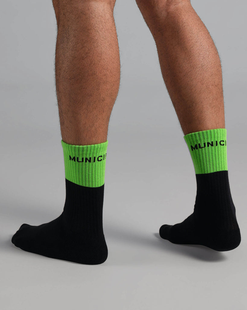 Drip Drop Socks in Black / Lime | MUNICIPAL