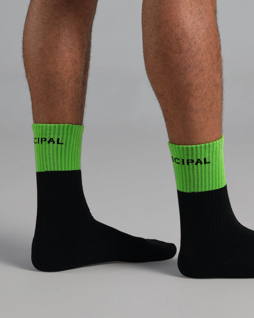 Drip Drop Socks in Black / Lime | MUNICIPAL