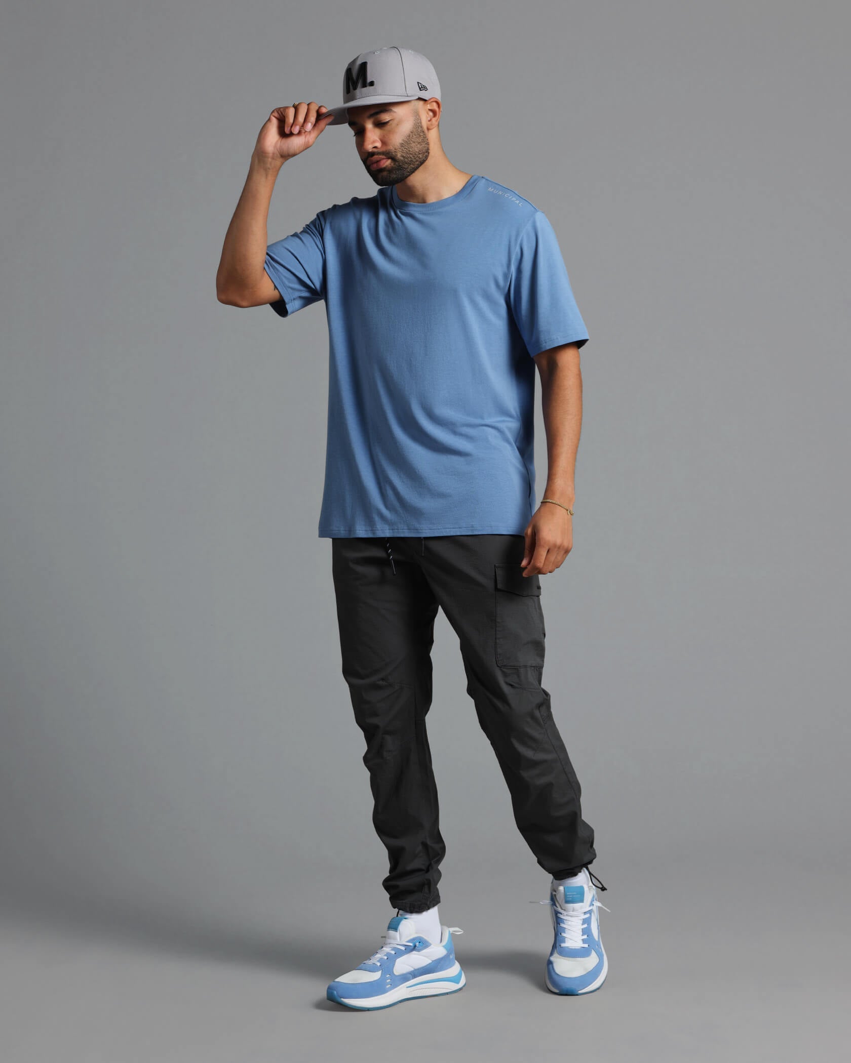 Enduro Stretch T-Shirt in Peri / Crimson | MUNICIPAL