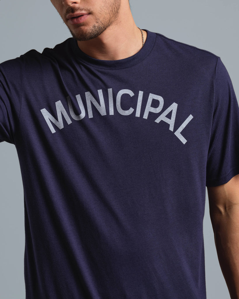 Origin SuperBlend T-Shirt in Navy / Heather White | MUNICIPAL